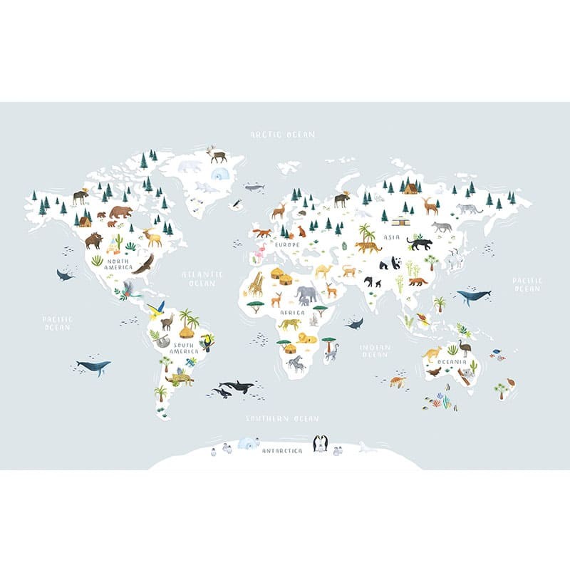 Mural de Papel pintado Animales del mundo de Lilipinso - Bebeydecoracion
