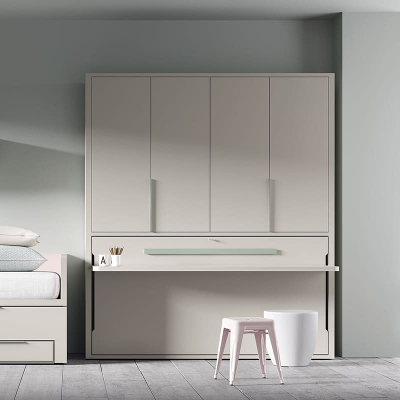 Cama abatible horizontal con armario 4 puertas | Bebeydecoracion